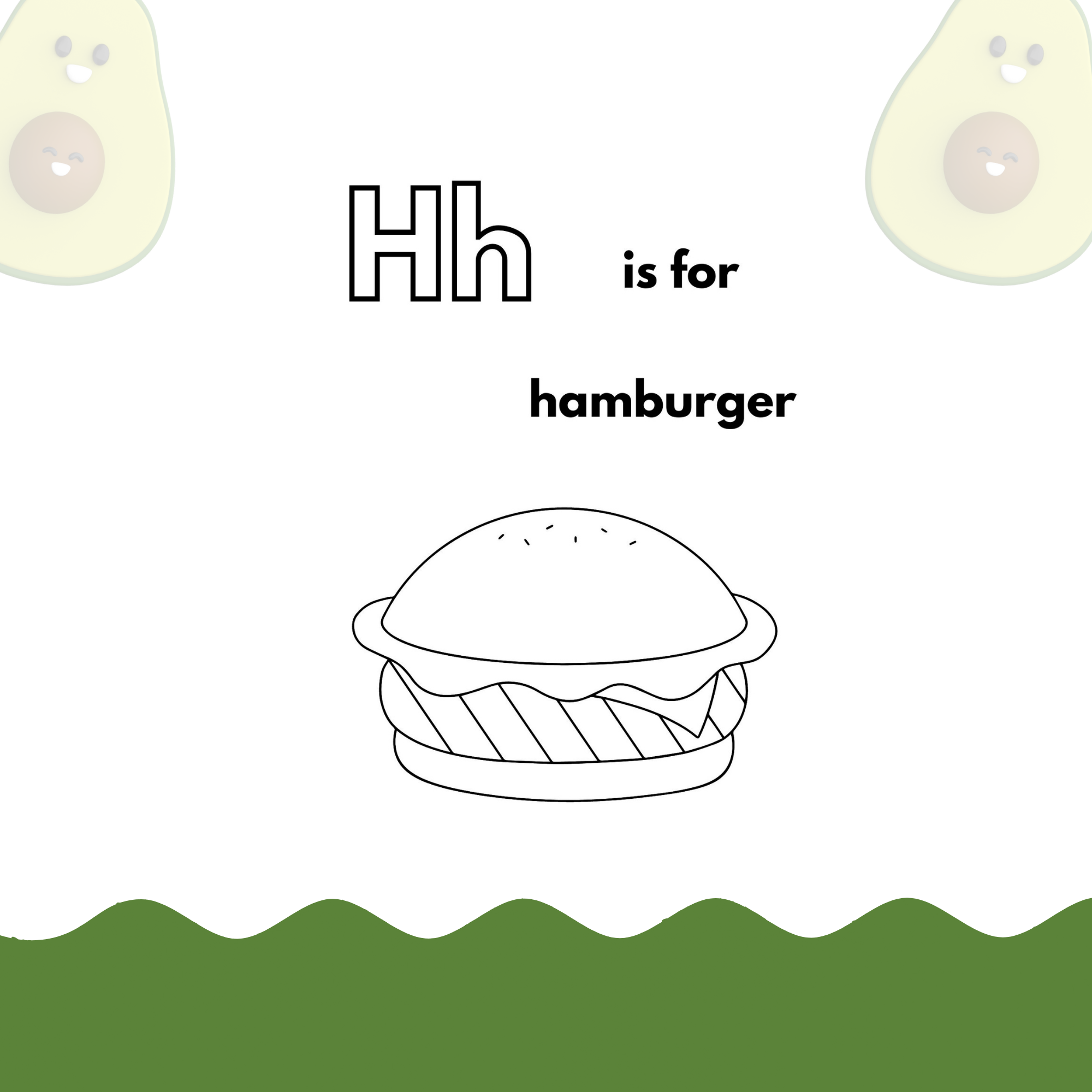 Printable Food Alphabet Coloring Book for kids in PDF