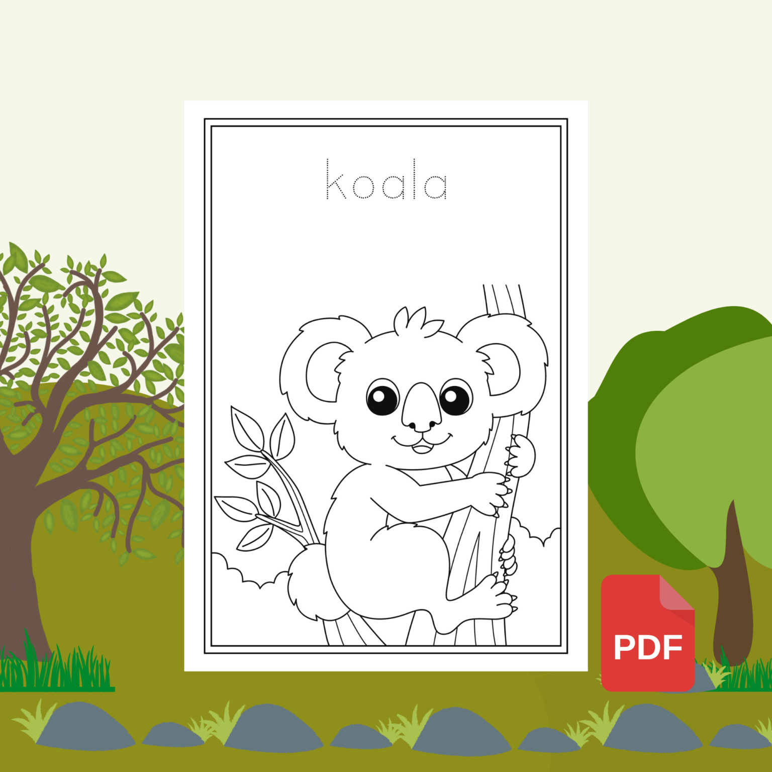Australian Animals Printable Coloring Book for Kids in PDF